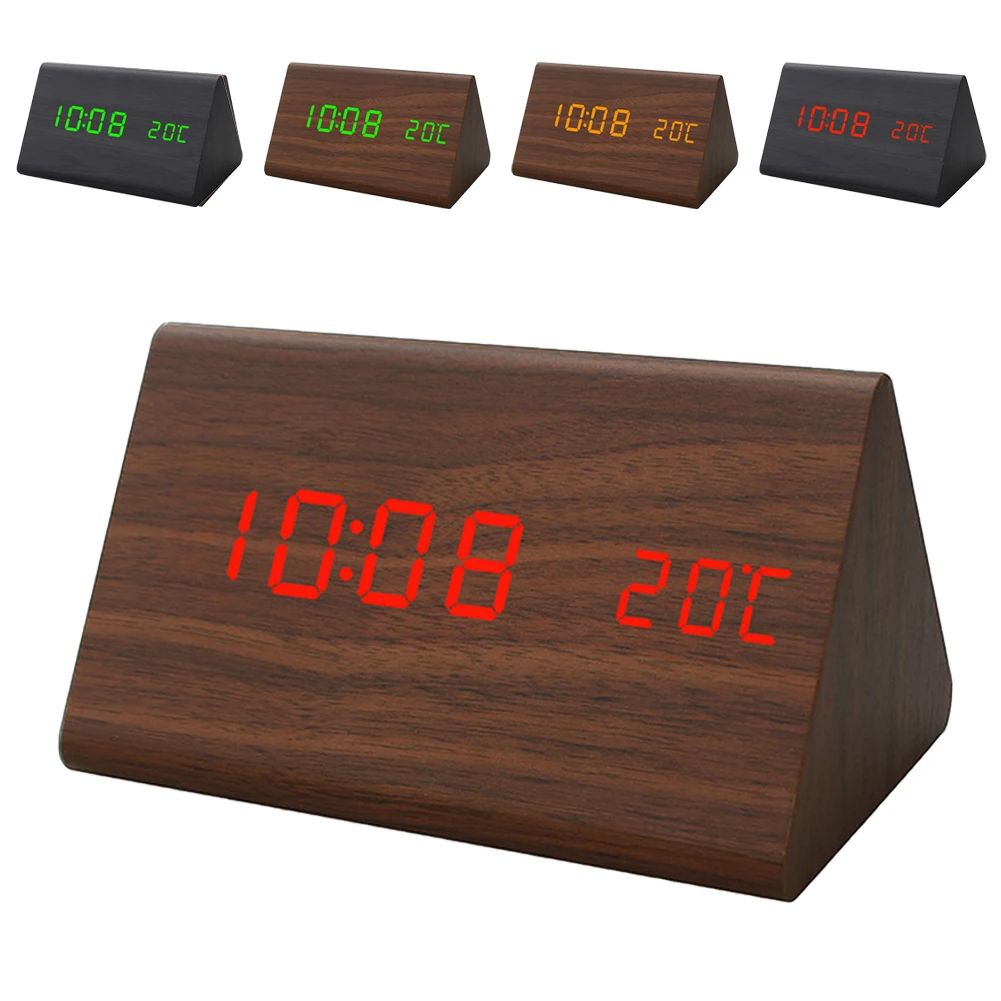 Digital-Alarm-Clock-LED-Adjustable-Brightness-Voice-Control-Clocks-With ...