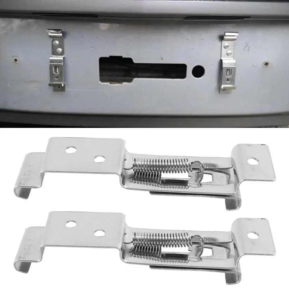 2PCS-Rectangular-Car-License-Plate-Spring-Loaded-Stainless-Steel ...