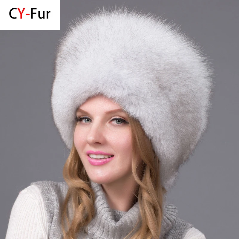 2024-Hot-Sale-100-natural-Fox-Fur-Hat-Women-Cap-Thick-Fur-Cap-Winter ...