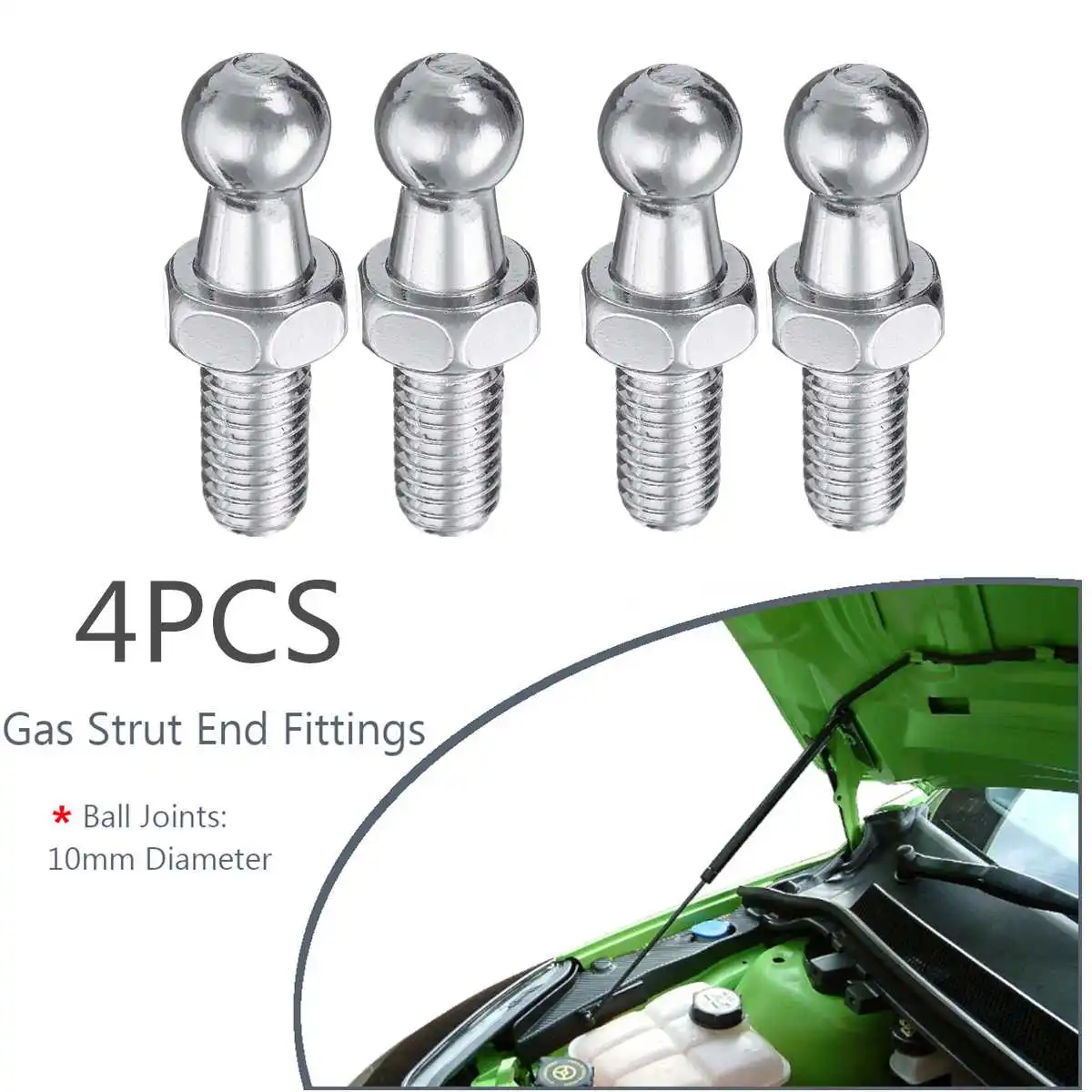 4pcs-Universal-Silver-Boot-Bonnet-Gas-Strut-Bar-End-Fitting-10mm-M8 ...