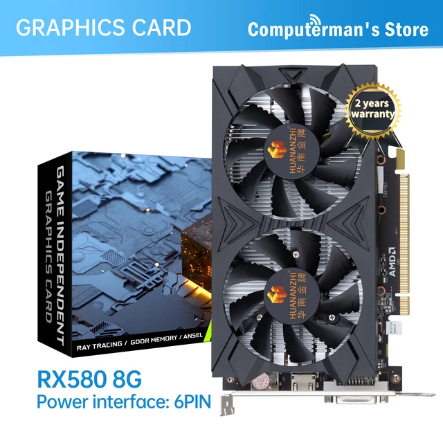HUANANZHI RX 580 8G 16G 2048SP Graphics Cards 256Bit GDDR5, 52% OFF