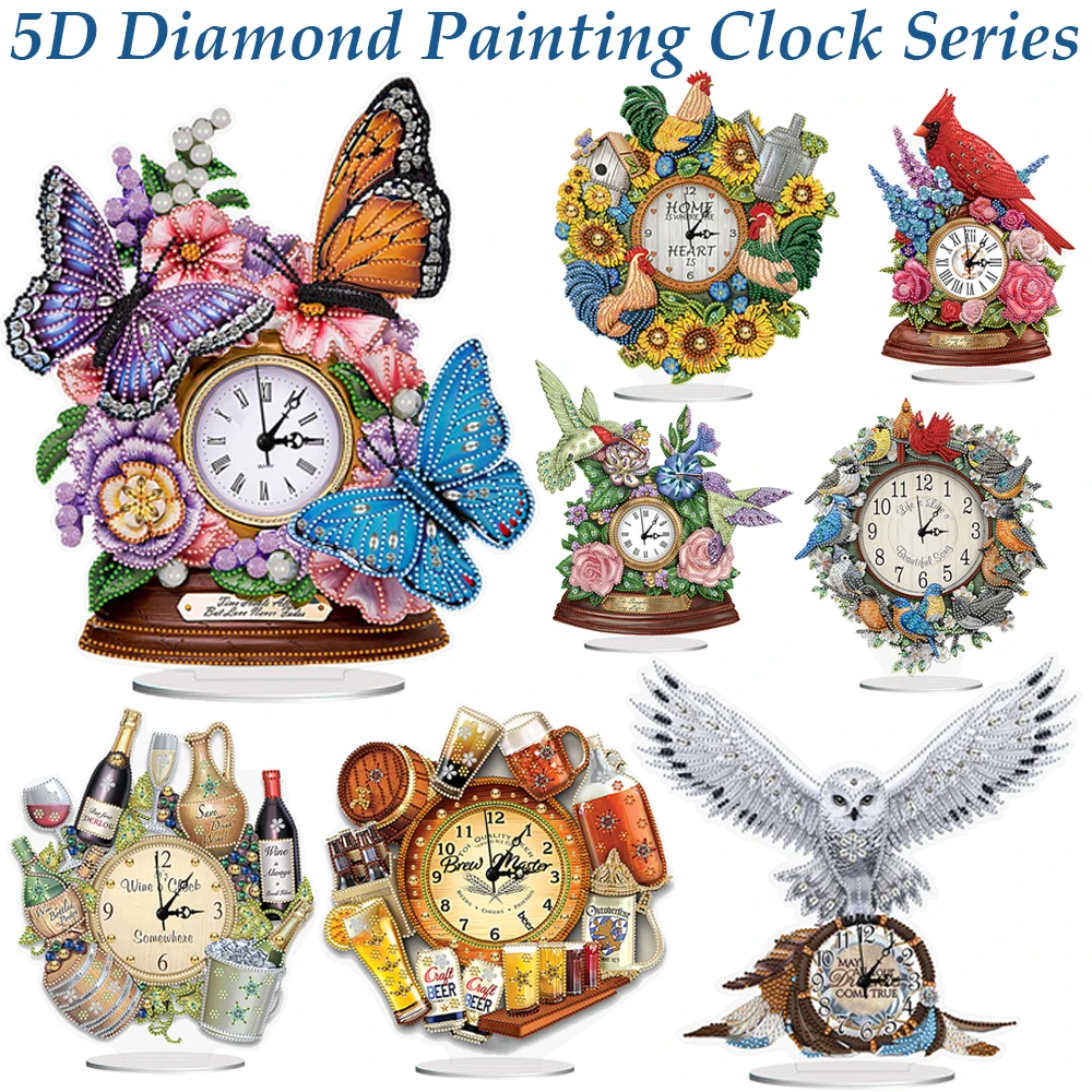 Acrylic-Special-Shaped-Animal-5D-Diamond-Painting-Clock-Art-Craft-Food ...