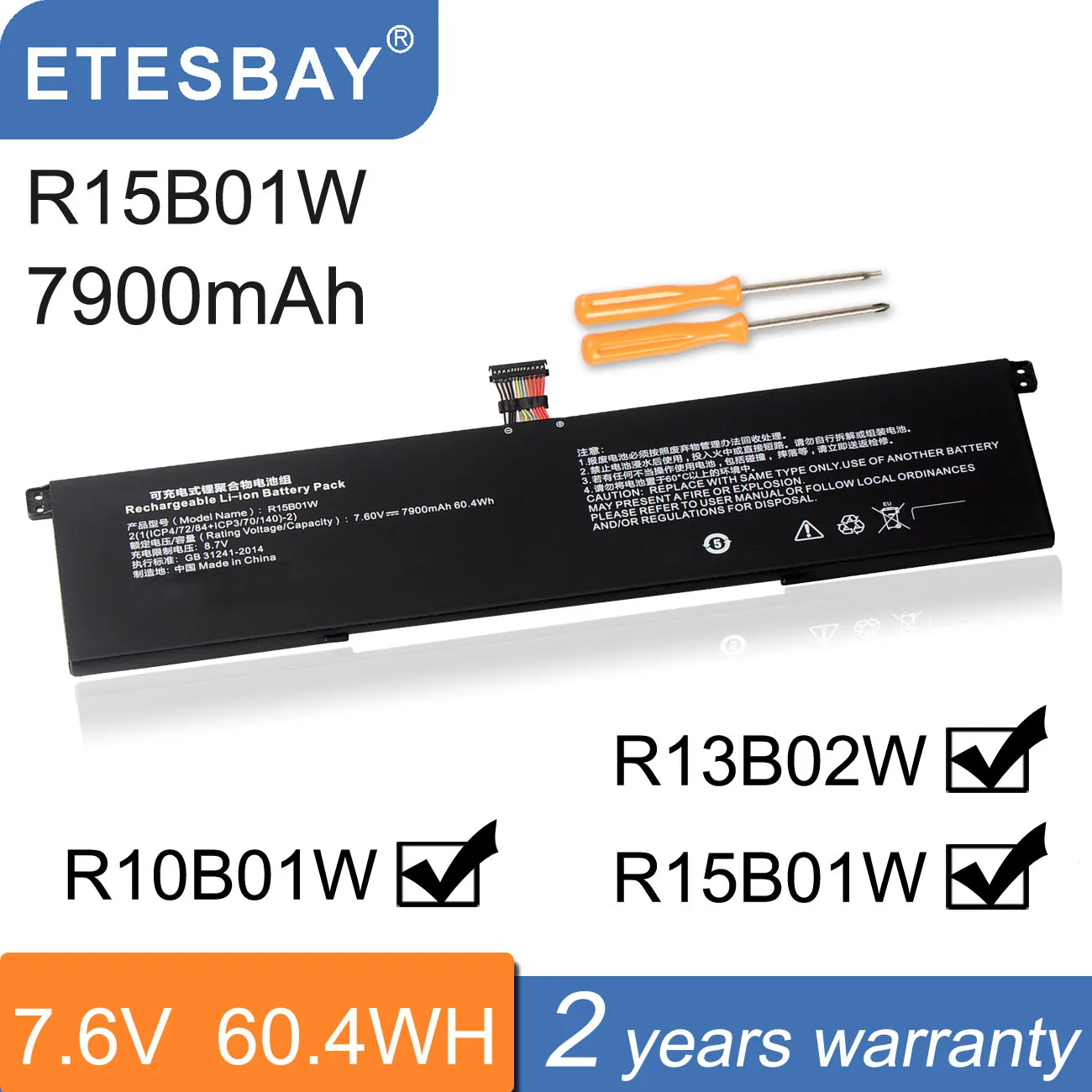 Etesbay R15b01w 7900mah/60.4wh Laptop Battery For Xiaomi Mi Pro 15.6 ...