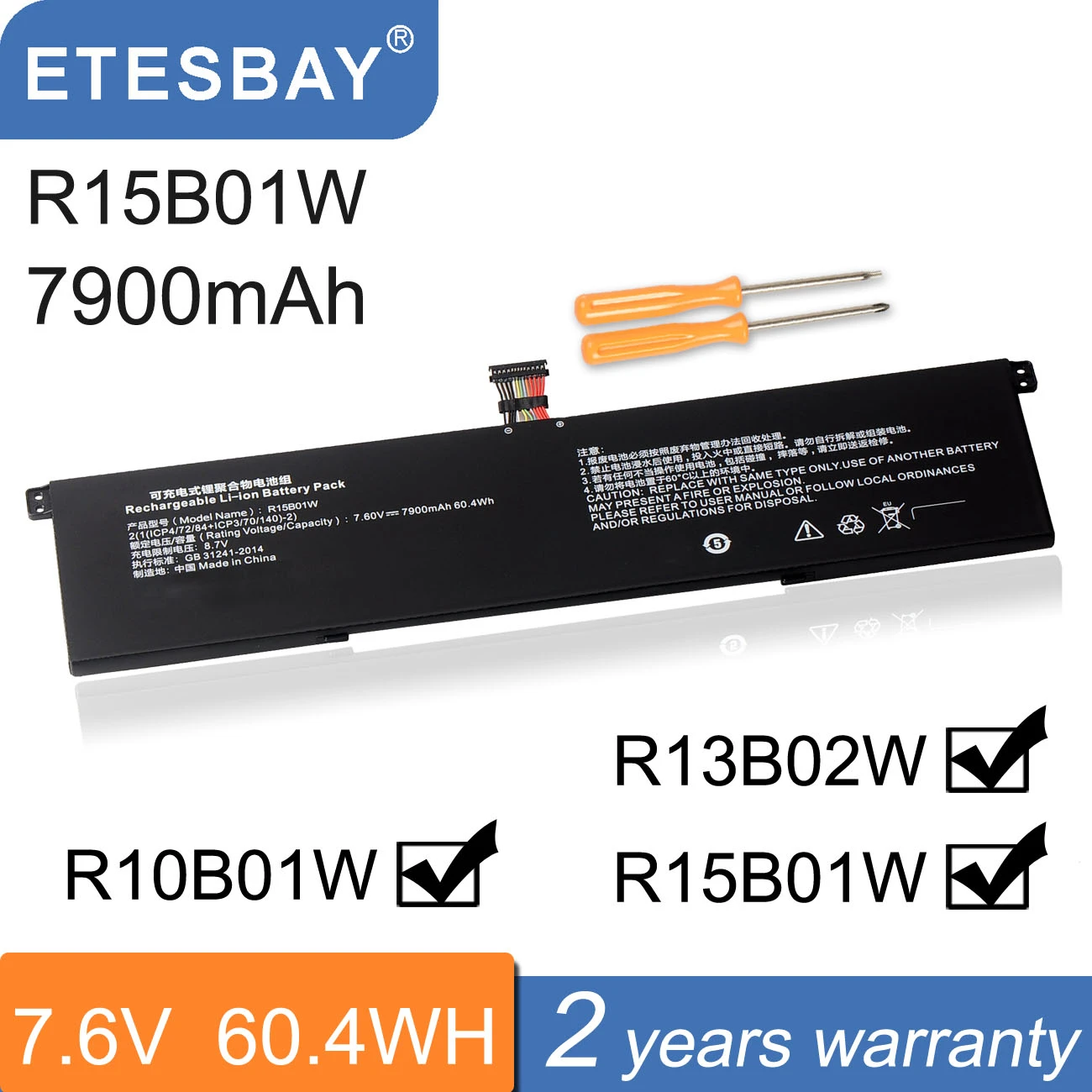 Etesbay R15b01w 7900mah/60.4wh Laptop Battery For Xiaomi Mi Pro 15.6 ...
