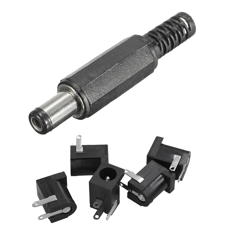 15-Pcs-5-5X2-1Mm-Black-DC-Power-Jack-Connectors-10-Pcs-Male-Solder ...