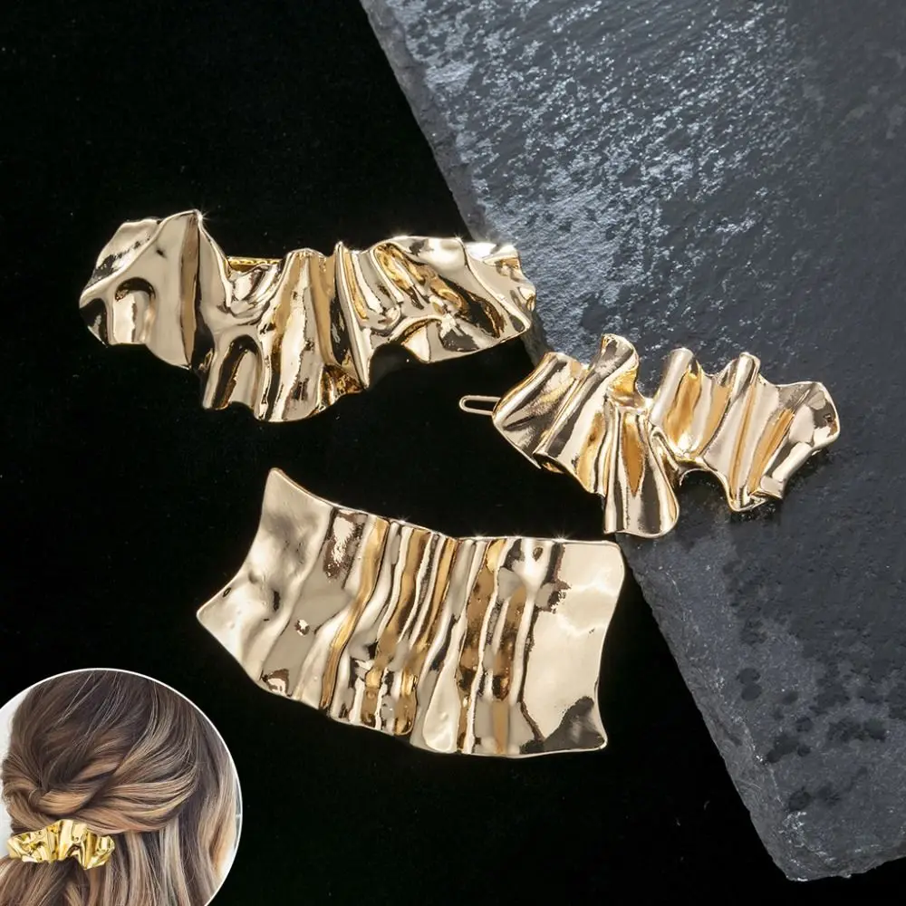 Creative Gift Hair Accessories Hair Barrette Gold Color Strong Grip ...