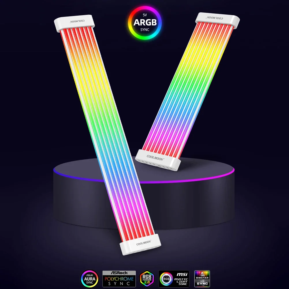 COOLMOON-ARGB-Light-Strip-Fits-Cabos-de-Alimenta-o-Mudando-a-cor-da-Luz ...