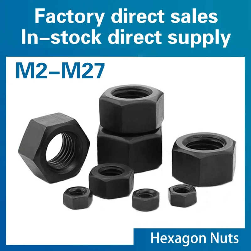 Hexagon Hex Nuts M2 M2.5M3 M4 M5 M6 M8 M10 M12 M14 M16 M18 M20 M22 M24 M27 Black Oxide Carbon ...