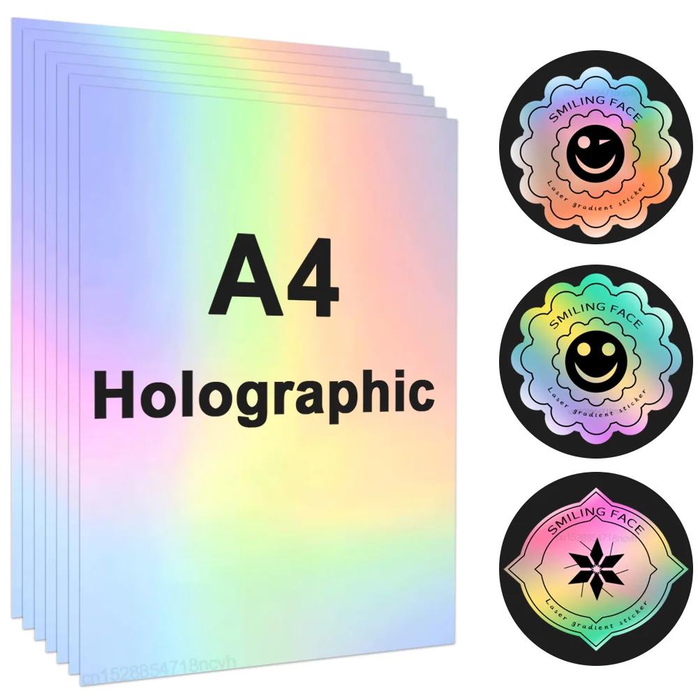 10 Sheets Self Adhesive Hologram A4 Printing Paper Printable Vinyl ...