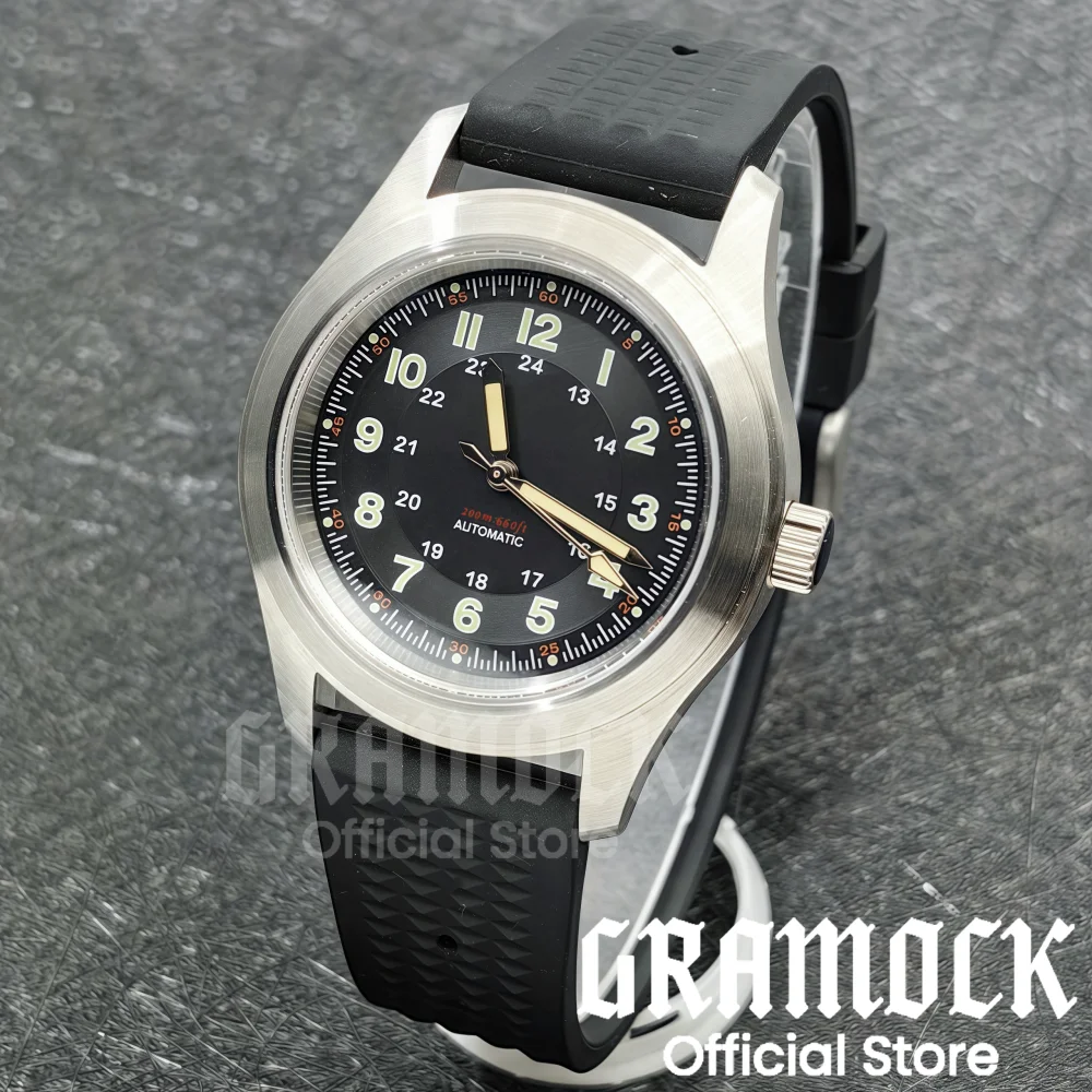 Gramock Fashion Double Domed Sapphire Glass 36/39mm Retro Military ...