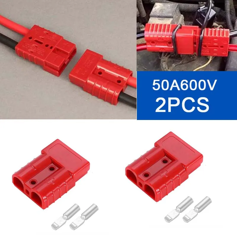 2PCS 50A Plug Cable Terminal Battery Power Connector Kit Quick Plug ...