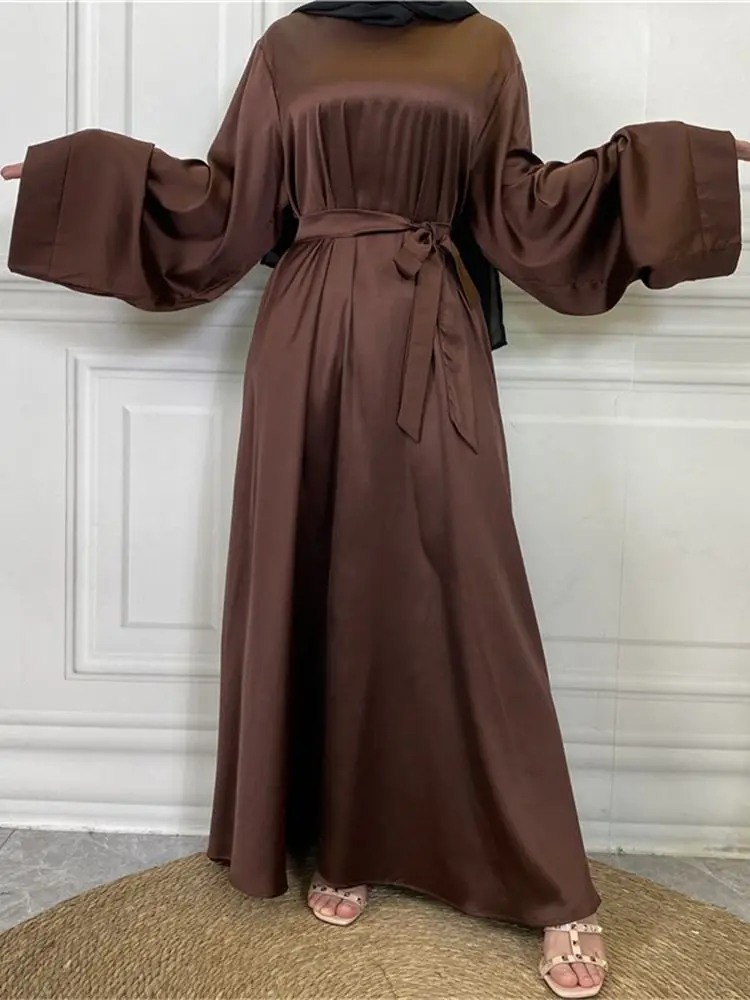 Satin Abaya Dubai Turkey Muslim Fashion Hijab Modest Dress Kaftan Islam African Dresses For ...