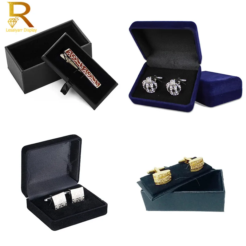 Wholeslae Men's Cufflinks Packaging Box Black Leatherette Organizer ...