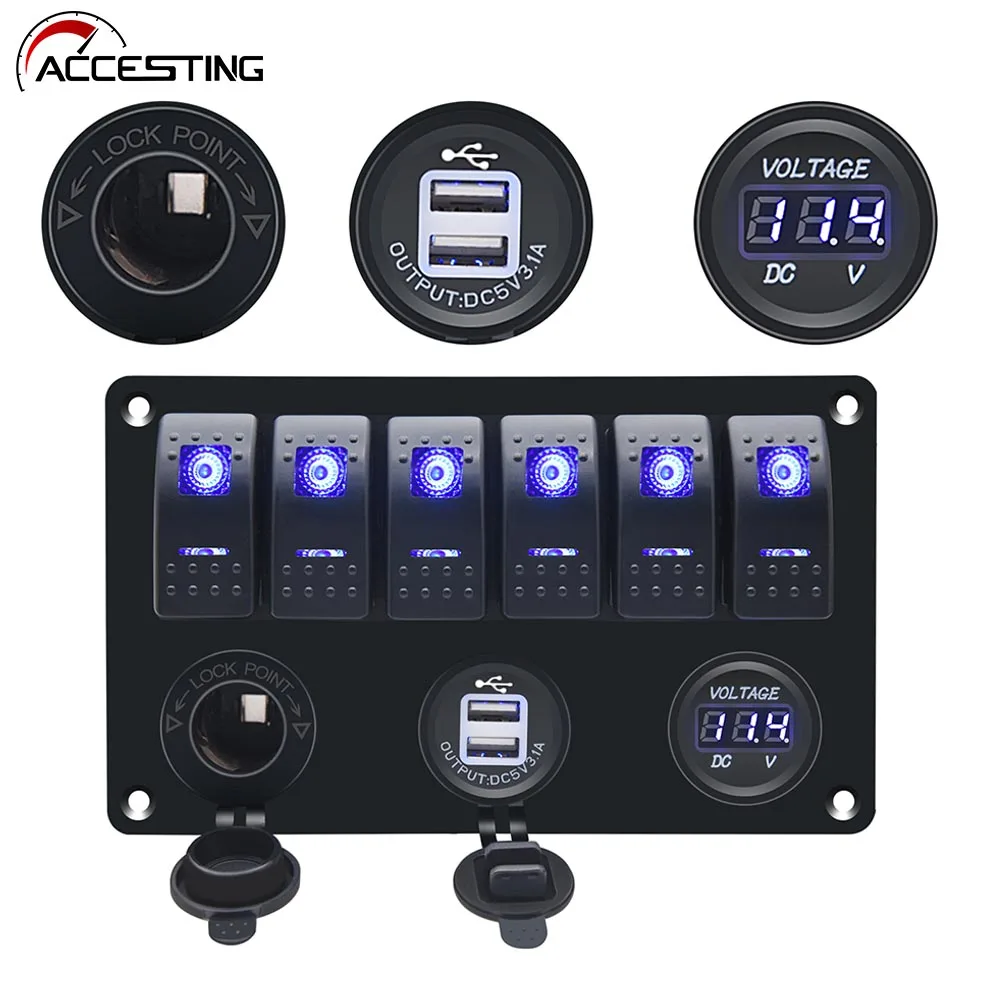 RV-Panel-saklar-tahan-air-6-Gang-12V-Panel-saklar-Rocker-mobil-dengan ...