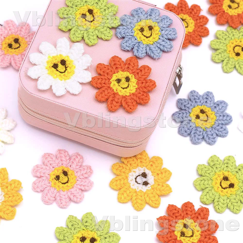 10pcs-Flower-Patches-Knitted-Yarn-Applique-Embroidered-Patches-for ...