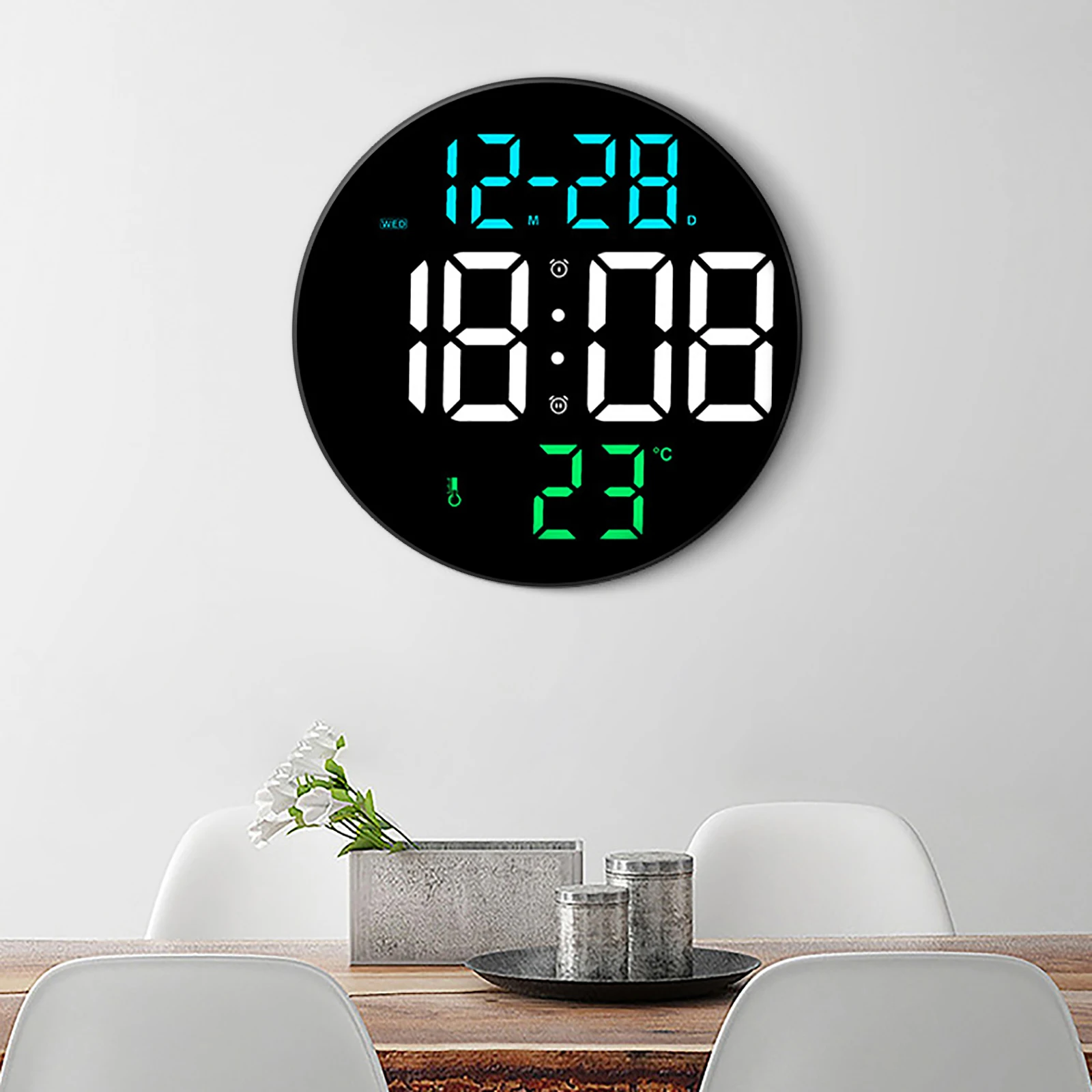 Round Digital Wall Clock