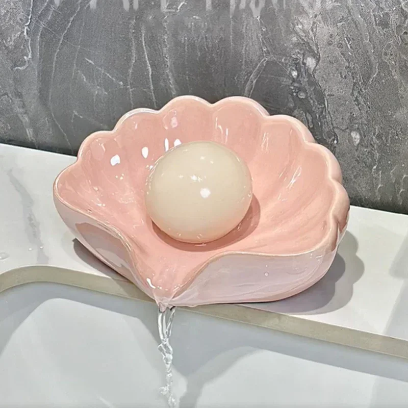 Creative Shell Ceramic Soap Dish Portable Soap Box Home Bathroom ...
