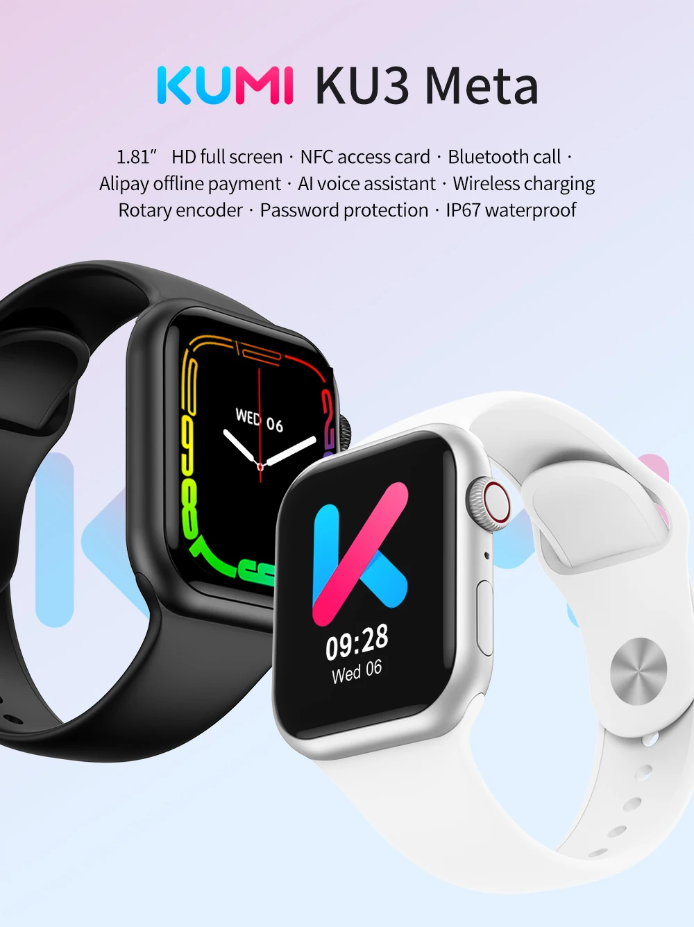 KUMI Reloj inteligente pantalla 1.81 pulgadas Kumi ku3 meta - Rosa | falabella.com