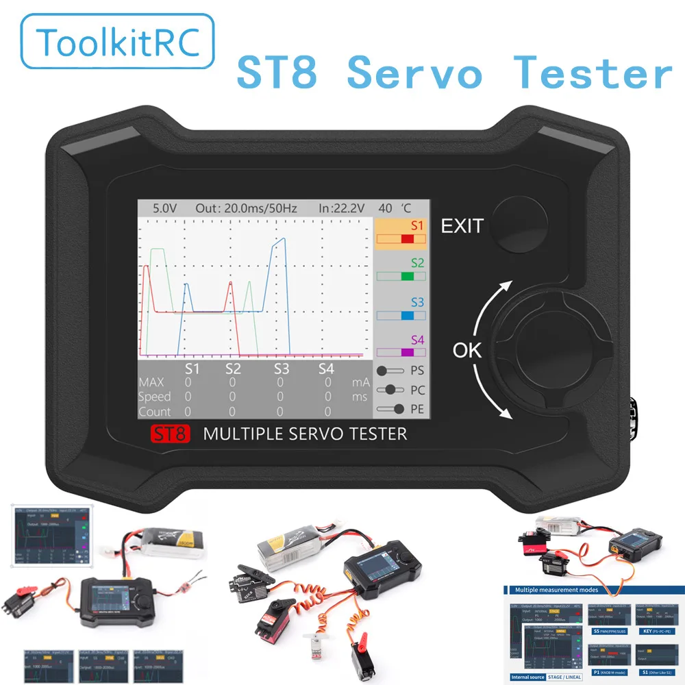 Toolkitrc St8 8ch 100w 2a 7-28v Lcd Servo Special Tester Pwm/ppm/sbus ...