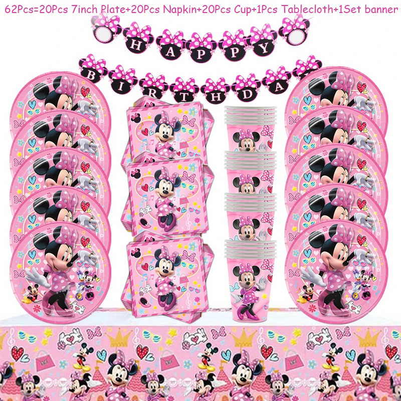 Minnie-Mouse-Theme-Girl-Birthday-Party-Tableware-Set-Paper-Cup-Plate ...