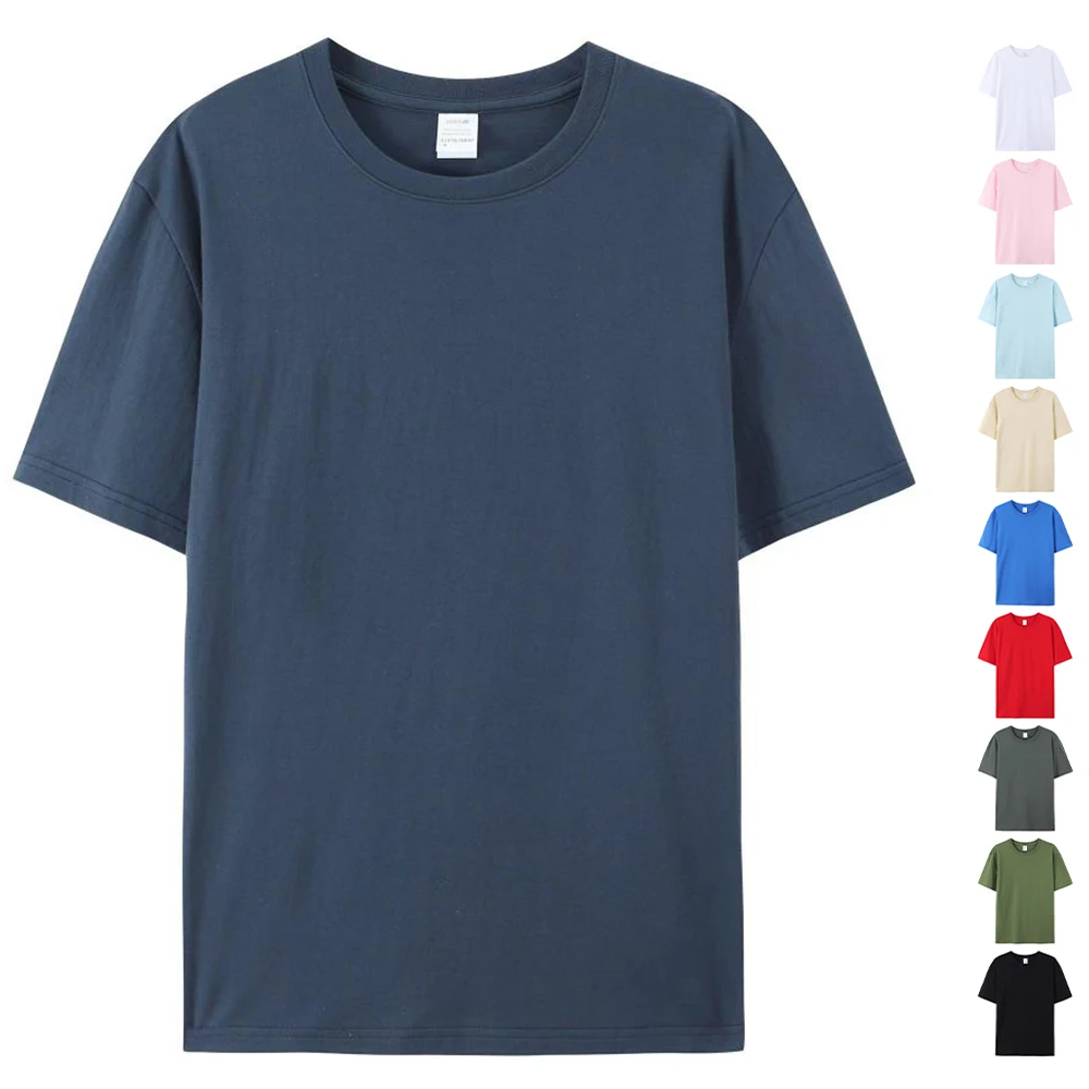 100% Cotton Crew Neck Tshirts Men Wholesale Short Sleeve Basic Cotton T ...