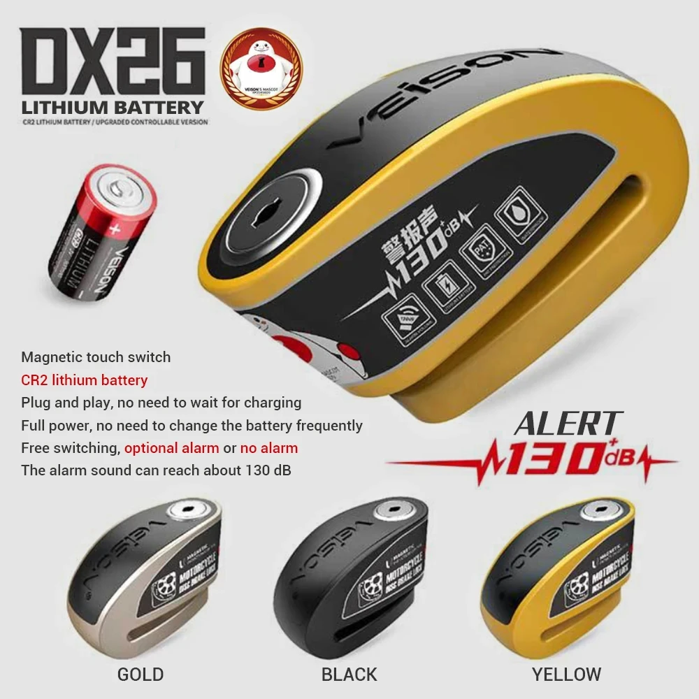 VEISON-Motorcycle-Alarm-Lock-Anti-theft-Bike-Waterproof-Disc-Locks ...