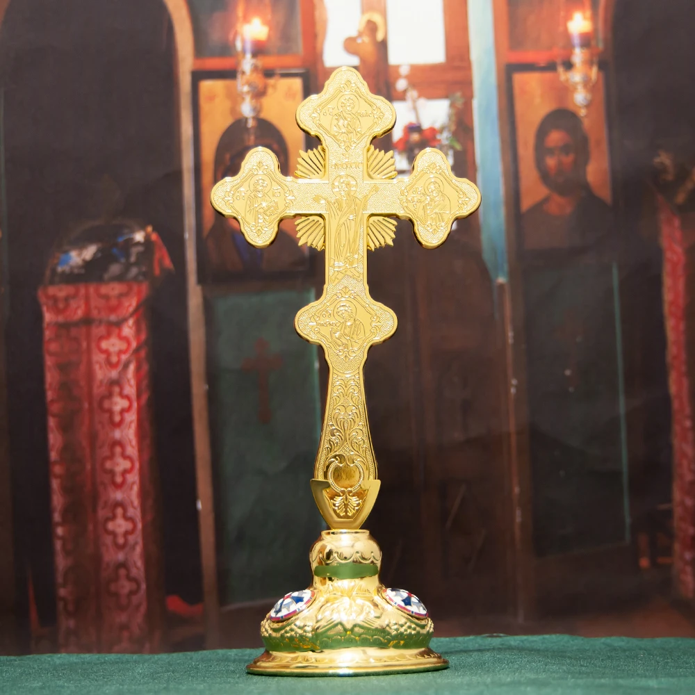 HTISOK Orthodox Cross Mourning Jesus Large Gold Plated Church Jesus ...