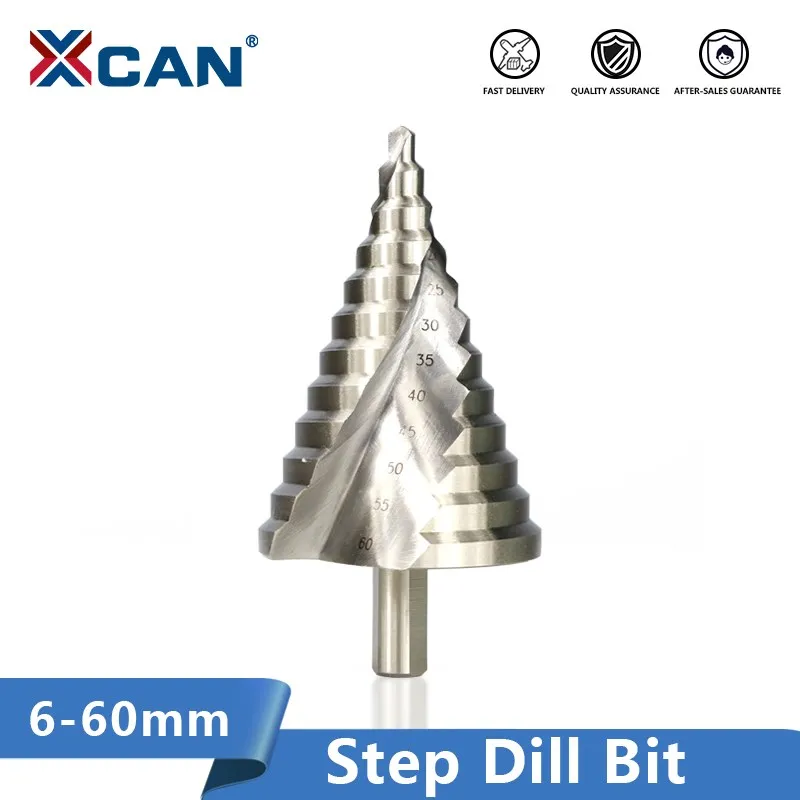 XCAN-Step-Drill-Bit-1pc-6-60mm-Spiral-Groove-HSS-Steel-Hole-Cutter-for ...