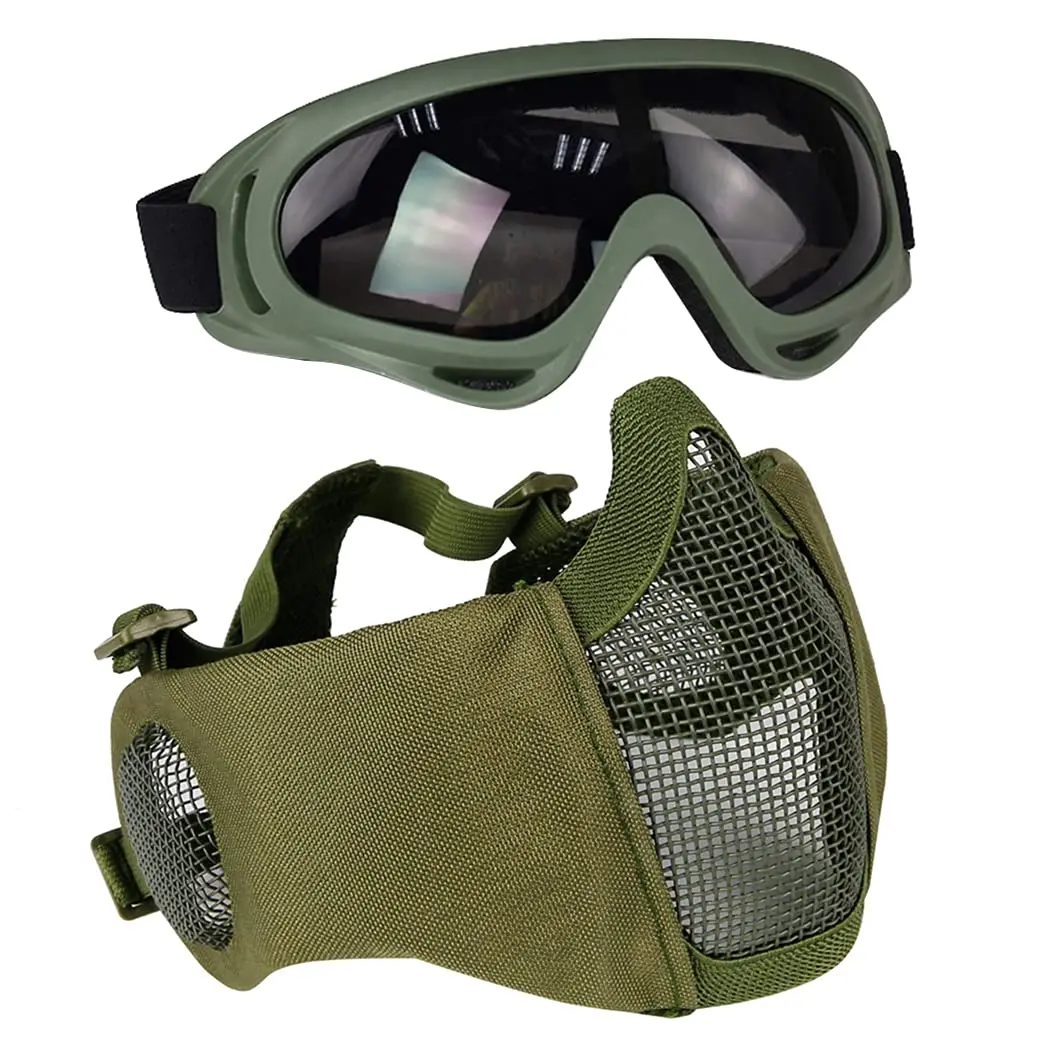 Airsoft-Mask-Half-Face-Mesh-Mask-with-Ear-Protection-and-Tactical ...