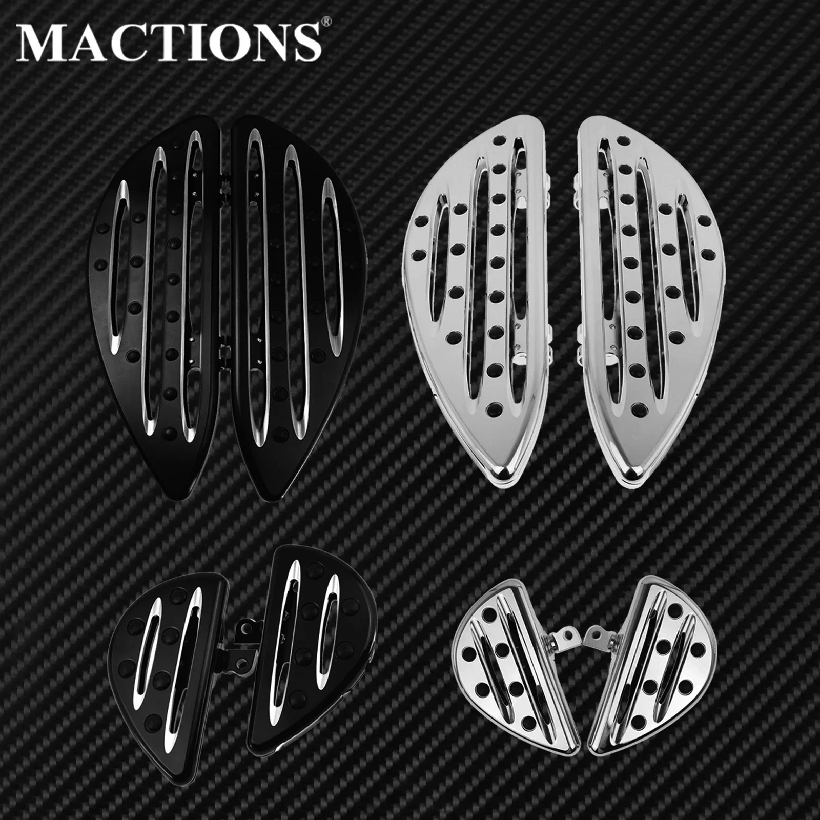Motorcycle-Driver-Front-Floorboard-Passenger-Rear-Footpeg-Black-Chrome ...