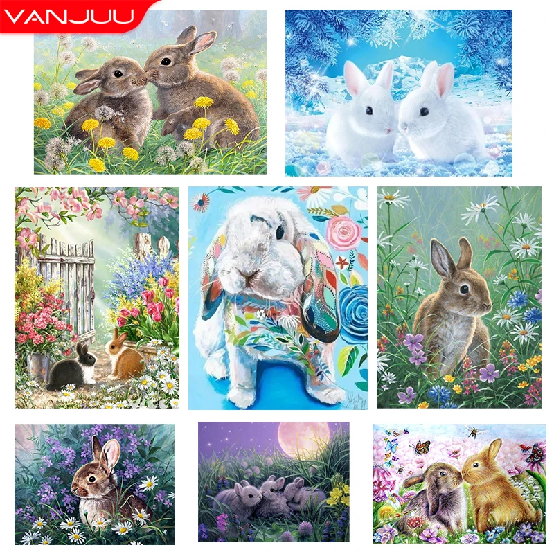 Diy Diamond Painting Rabbit Diamond Embroidery Animals Bunny Diamond ...