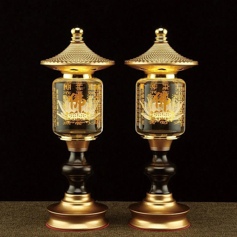 LED Color Crystal Lotus Lamp Plug In Buddha Offering Lamp Crystal Ball ...