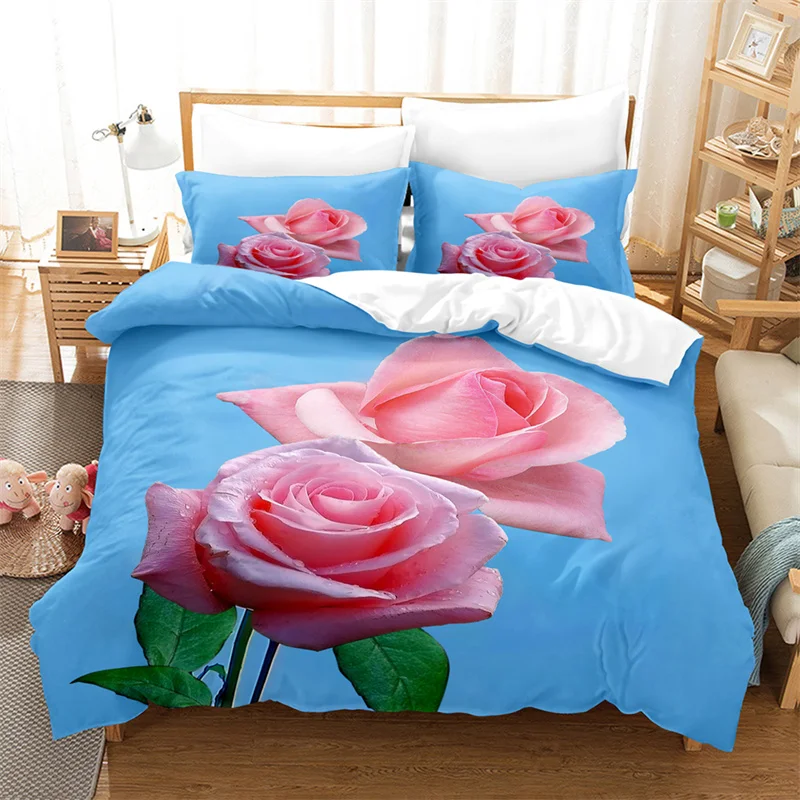 Pink-Rose-Bedding-Set-Lovers-Rose-Duvet-Cover-Girl-kid-s-Duvet-Cover ...
