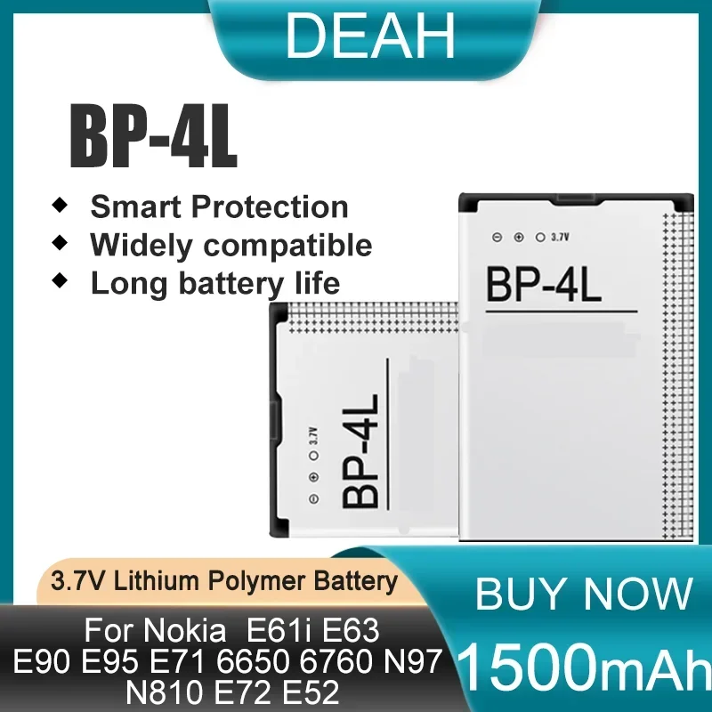 2-50PCS BP-4L BP4L 1500mAh Replacement Phone Battery For Nokia E61i E63 ...