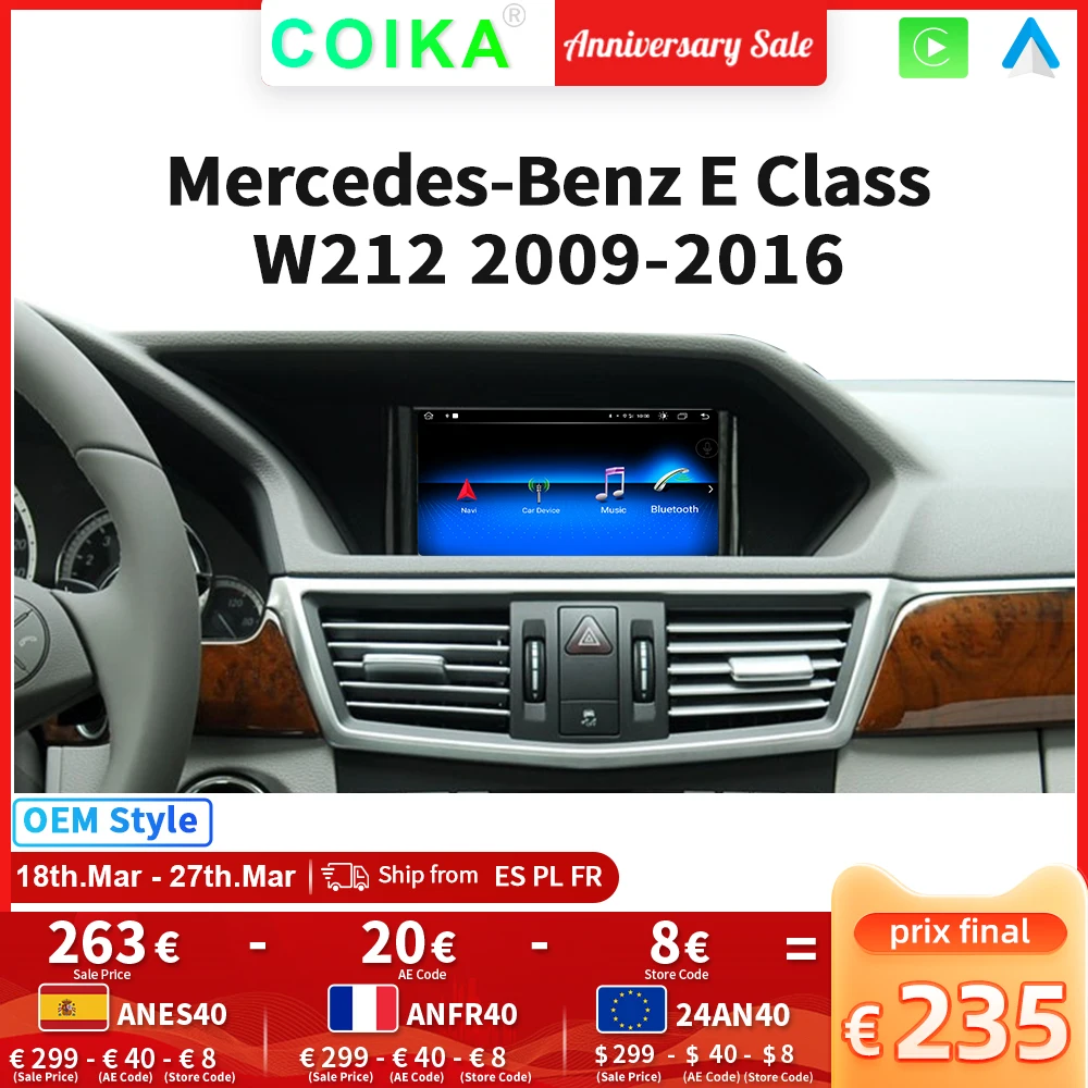 7" Android 12 Mutimedia Radio Car Head Unit For Mercedes E W212 W207 C207 ML W166 Google WIFI 4G ...