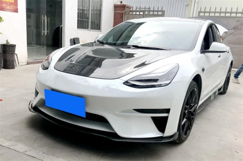 For Tesla Model 3 2019 2020 2021 2022 Real Carbon Fiber & FRP Front ...