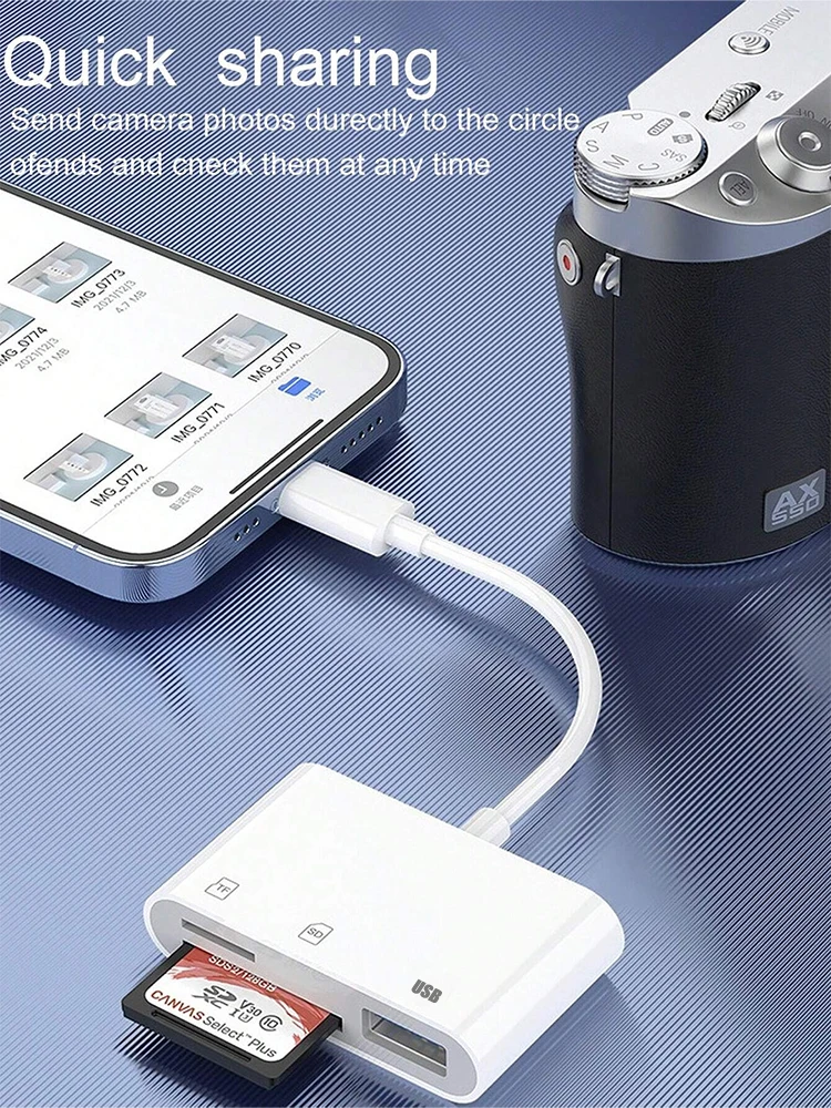 3 In 1 OTG Card Reader Type C Lightning to SD TF Memory Card Adapter ...