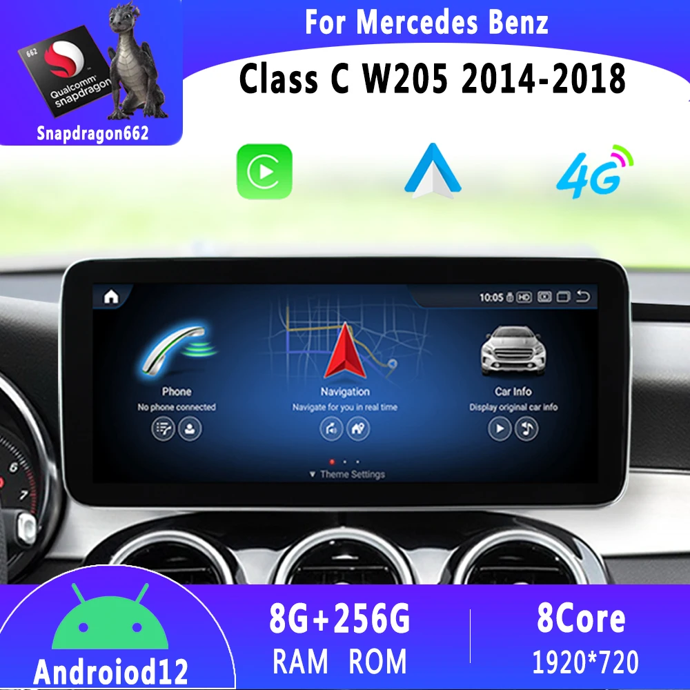 Snapdragon662 Für Mercedes Benz Klasse C W205 Android 12 Carplay Auto ...