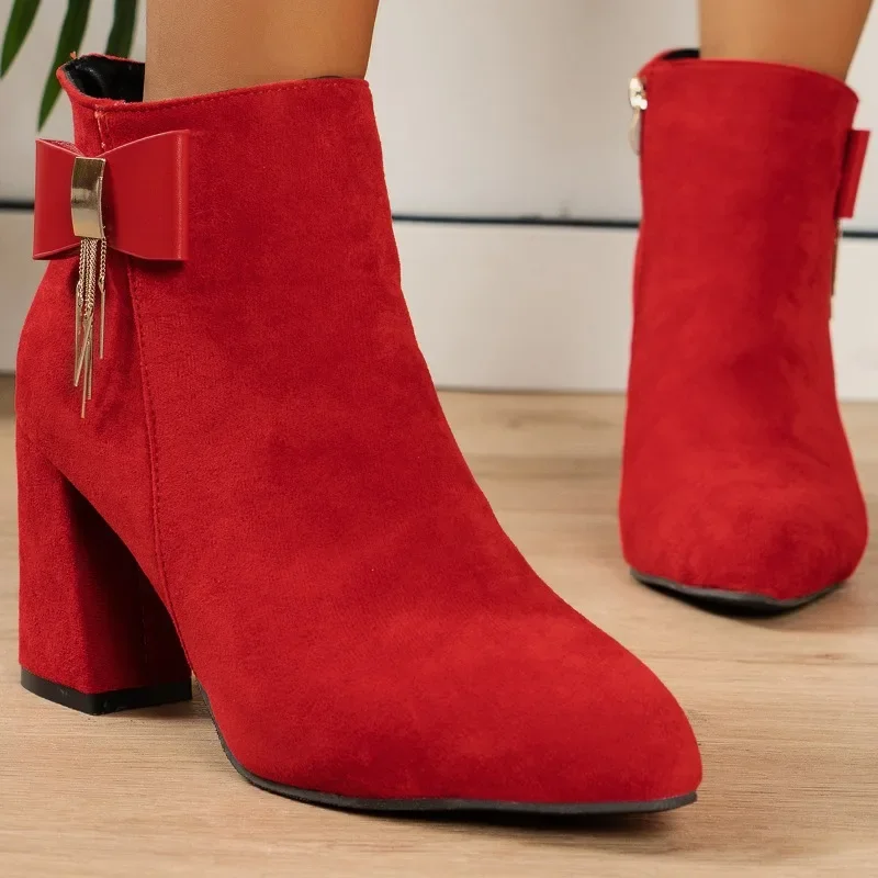 Botines-de-ante-con-plataforma-gruesa-para-mujer-botas-c-modas-de-tac-n ...