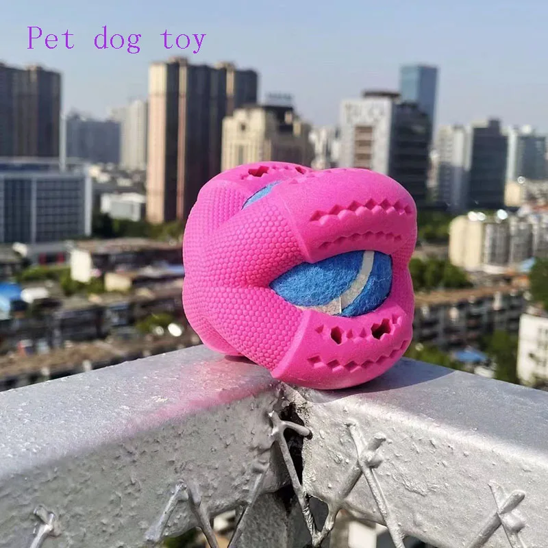 Pet dog toy rubber foam four hollowed out leaky food ball tennis ball ...