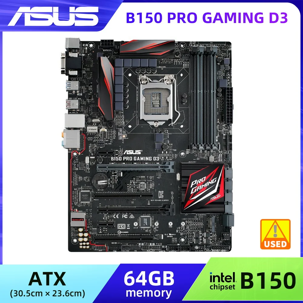 LGA 1151 Motherboard ASUS B150 PRO GAMING D3 Intel B150 4×DDR4 ...