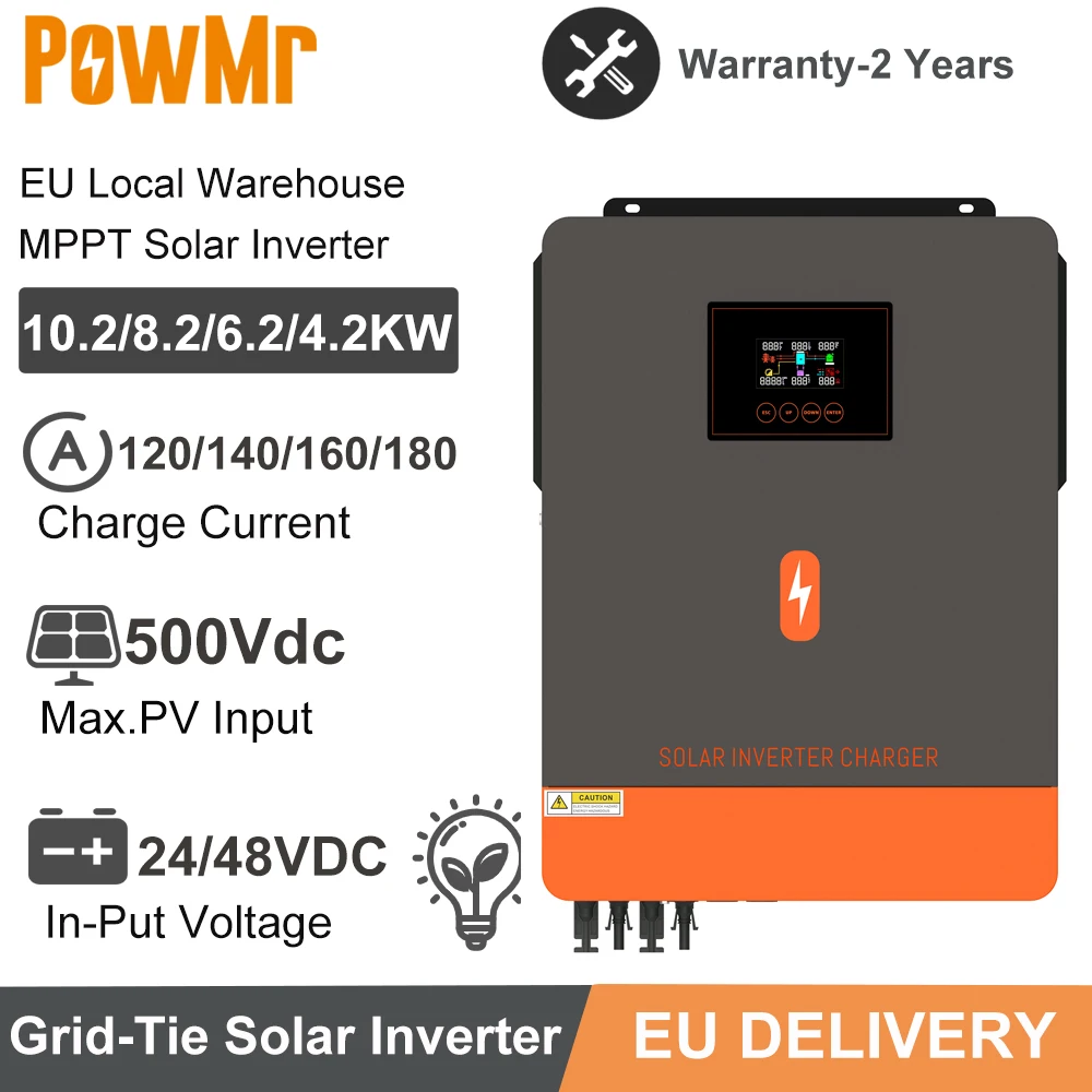 PowMr 4.2KW 6.2KW 8.2KW 10.2KW Hybrid Solar Inverter MPPT 120A 140A ...
