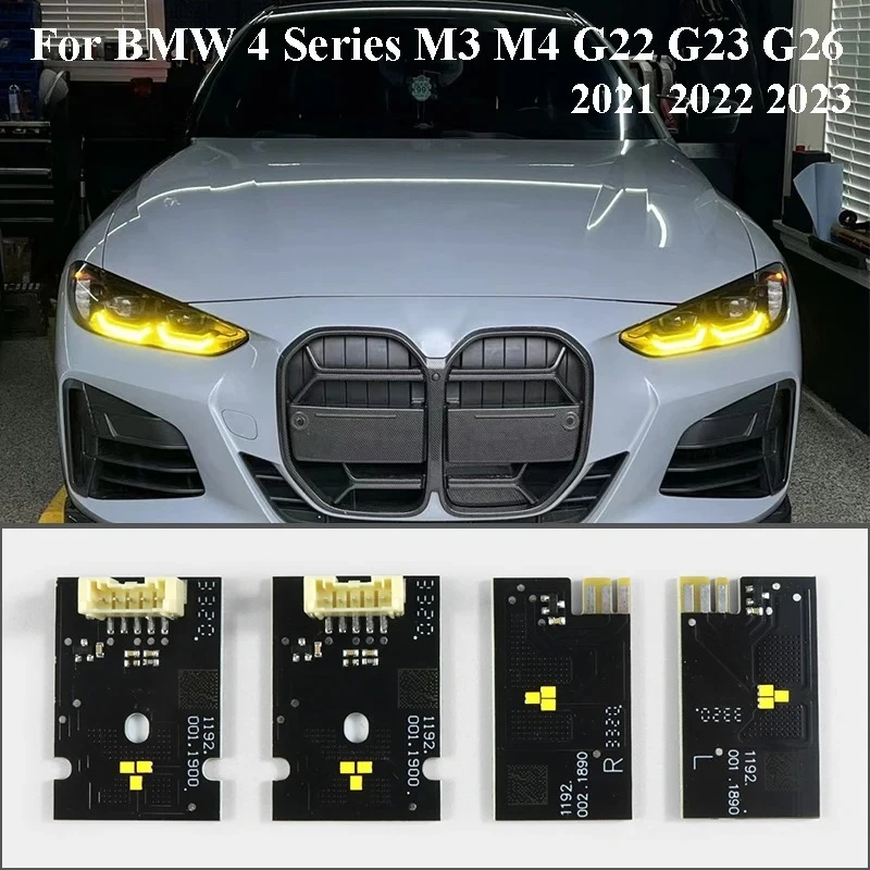 For 2021-2024 BMW G22 G23 G26 4 Series M3 M4 2022 2023 Yellow ANGEL EYE ...