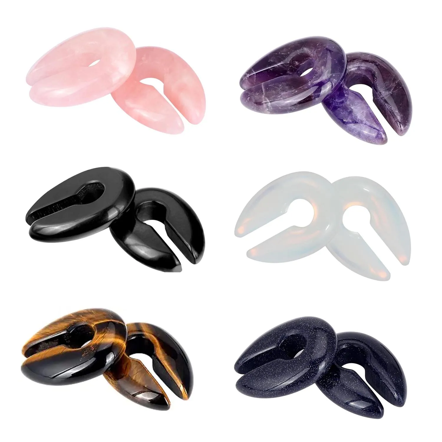 1 Pcs U Shape Cat's Eye Agate Opal Stone Large Keyhole Stone Ear Canal ...
