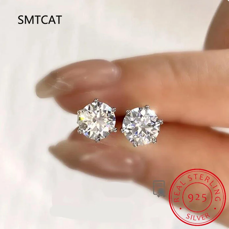 0.5ct-2ct D Color Certified Moissanite Stud Earrings Lab Created ...