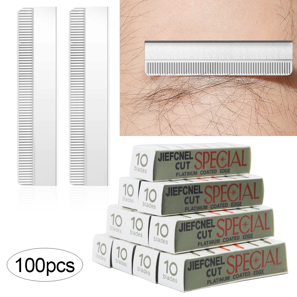 20-50-100Pcs-Eyebrow-Blades-Stainless-Steel-Brow-Trimming-Knife ...