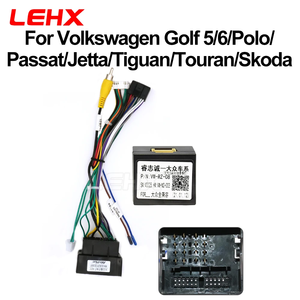 LEHX Car Adaptation 16 pin Android Wire Harness Power Cable Adapter For ...