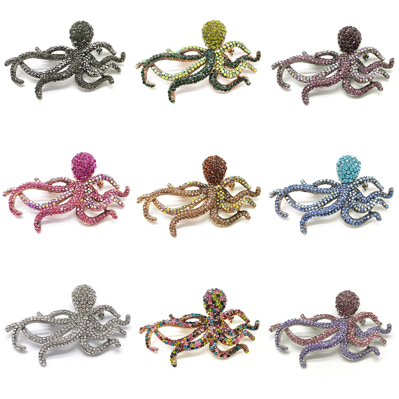 2023 New Big Octopus Sea Creature Squid 10 Color Brooches for Women ...