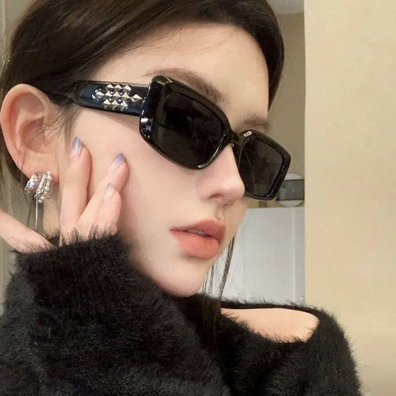 Korean-Fashion-2023-Women-Stylish-Square-Sunglasses-with-Rivets-Retro ...