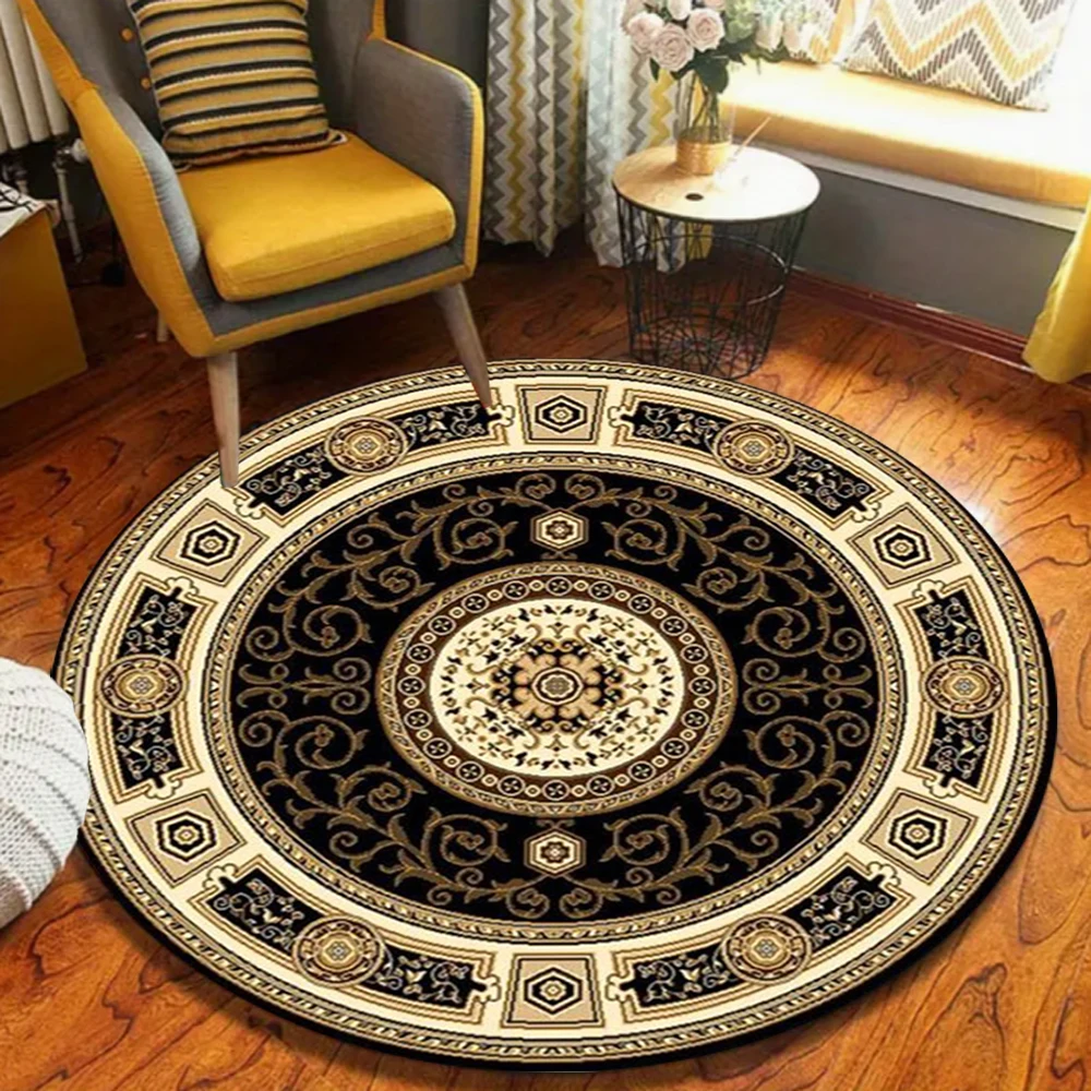 Red Bohemian Style Circular Carpet Geometric Pattern Carpet Non Slip ...